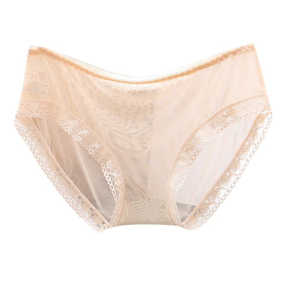 Women Sexy Ice Silk Sheer Lace Boyshorts Panties Underwear See Through ...
