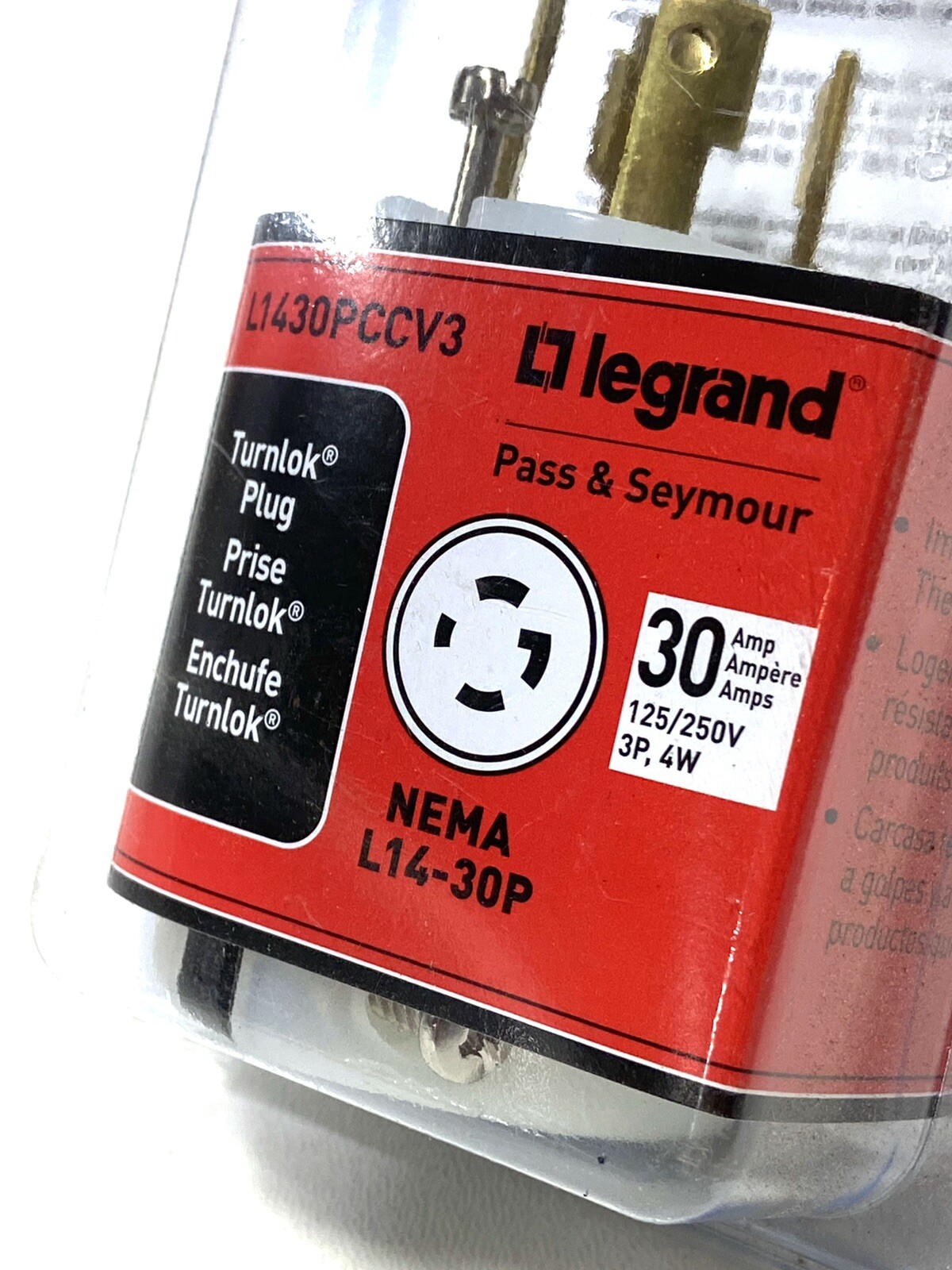 NEMA L16-30r Legrand Pass & Seymour Turnlok Connector L1630CCCV3 for ...