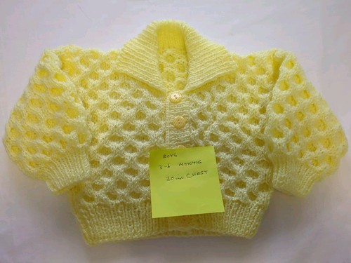 Hand knit Baby Boys Yellow Cardigan 3 -6 months | eBay