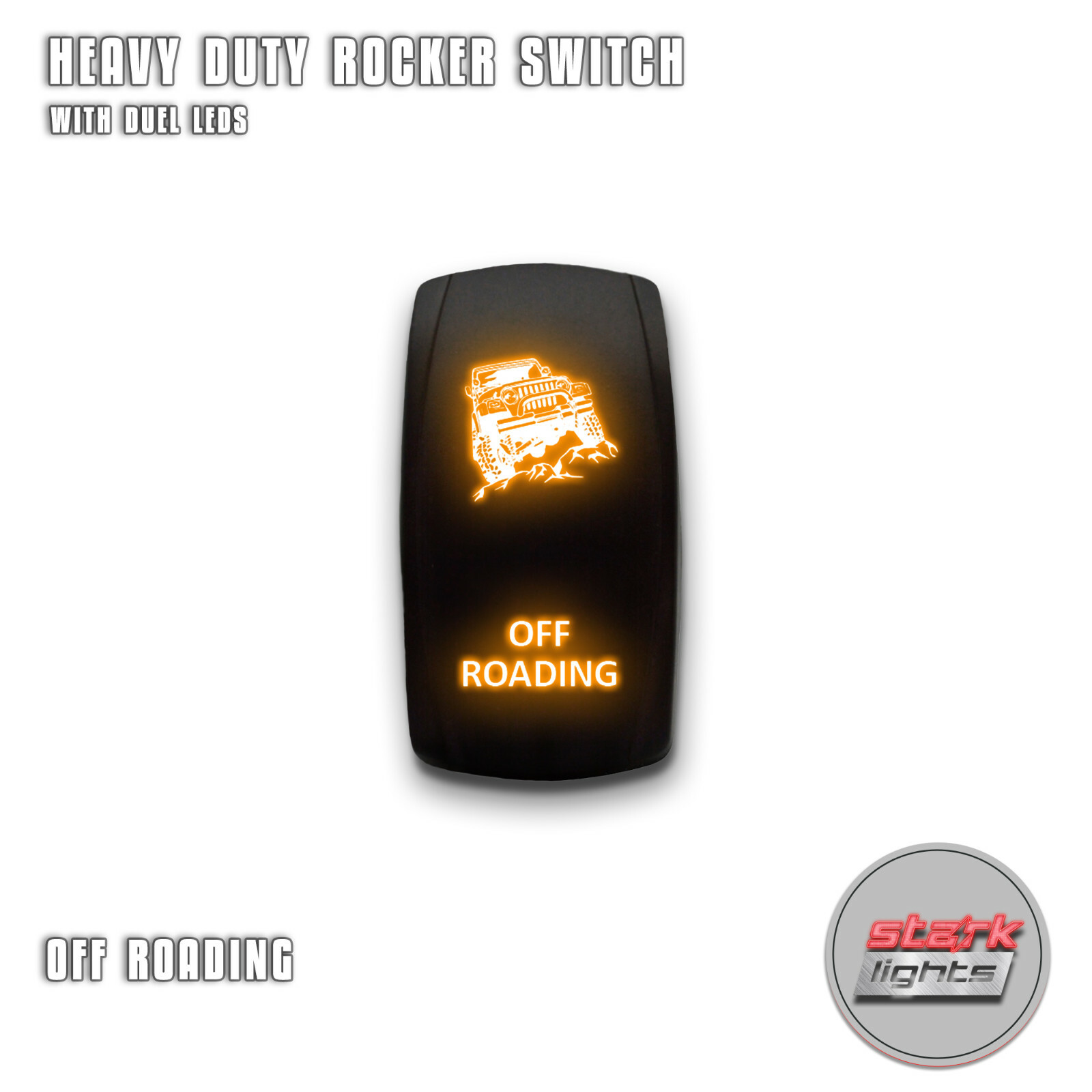 ORANGE Laser LED Rocker Switch 5 PIN Dual Light 20A ON OFF FOR JEEP OFF ...