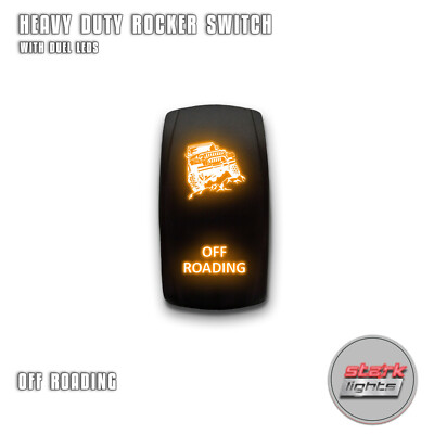 ORANGE Laser LED Rocker Switch 5 PIN Dual Light 20A ON OFF FOR JEEP OFF ...