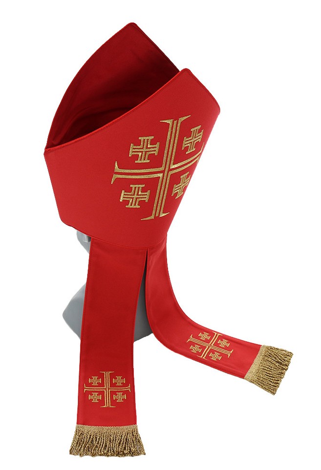 Red Bishop's Miter Mitre "Jerusalem Crosses" Rouge Mitra Roja Rot Rossa ...