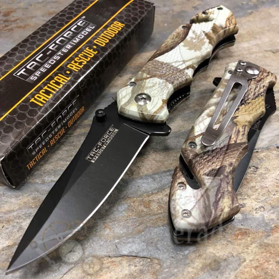 Tac Force Tactical Outdoor Camo Nylon Fiber Handle Spring Assisted ...