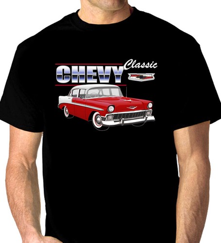 1956 CHEVY BEL AIR SEDAN QUALITY BLACK TSHIRT (6 CAR COLOURS) BIG FIT ...
