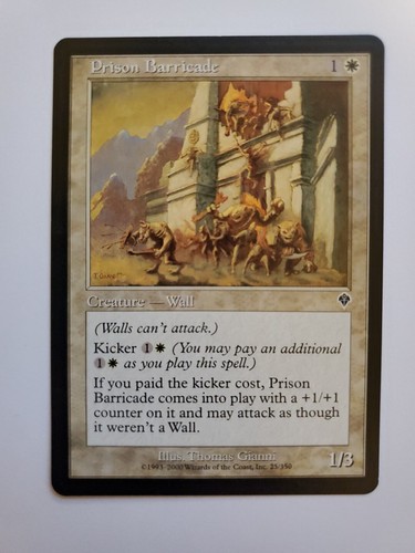 MTG Magic The Gathering Card Prison Barricade Creature Wall White ...
