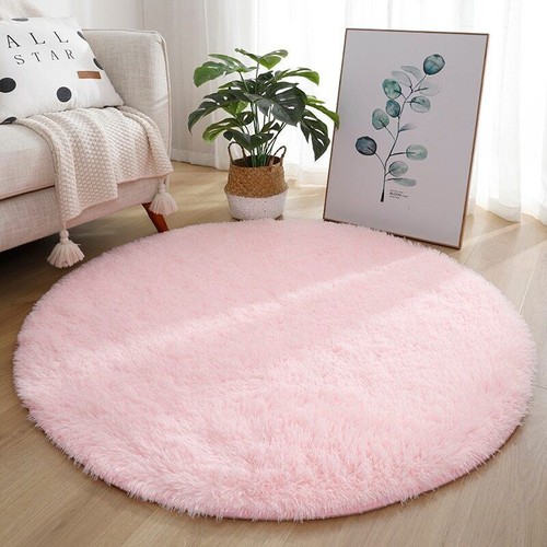 Plush Round Rug Fluffy White Carpets for Living Room Soft Home Decor ...