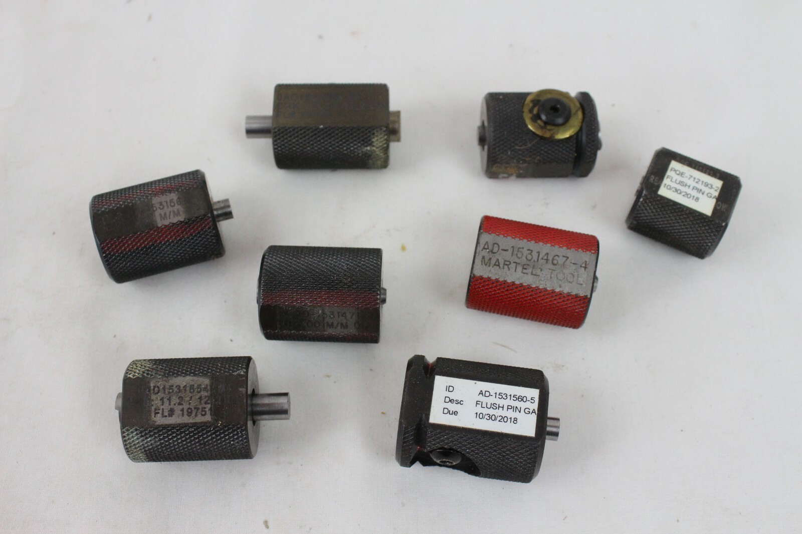 8 Used Flush Pin Step Gage Lot Martel Tool AD-1531467-4 PQE-712193-2 ...