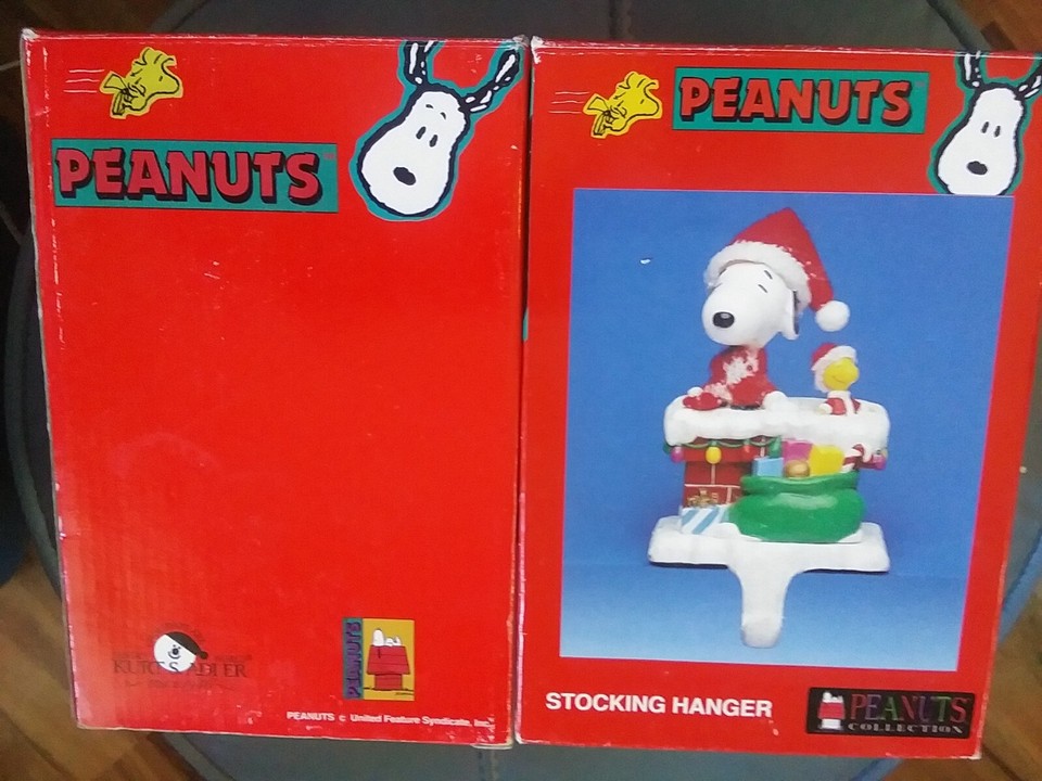 2 Peanuts Kurt Adler Snoopy Santa and Woodstock in Chimney Stocking ...