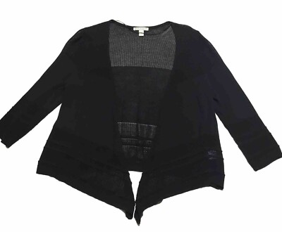 DANA BUCHMAN Women's SMALL Black Open Flyaway Front Sweater With ...