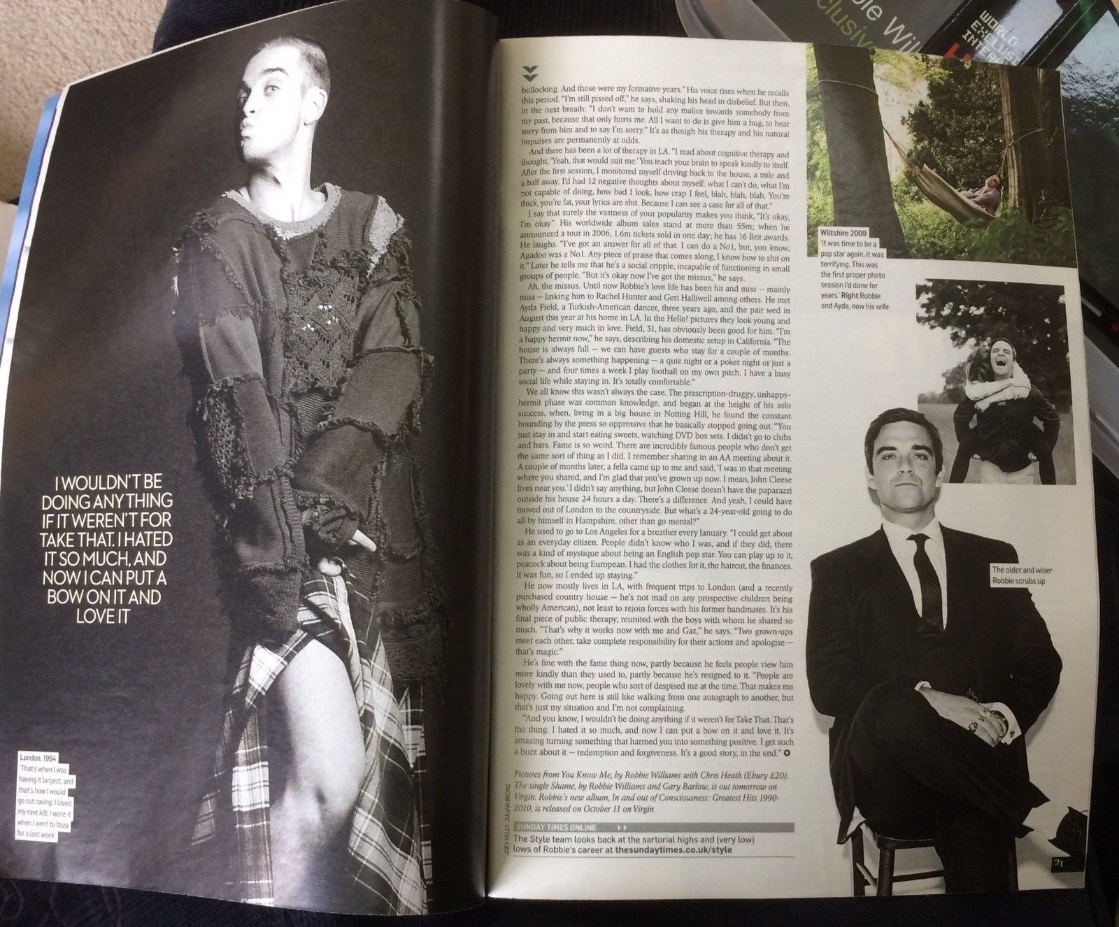Robbie Williams Sunday Times Style Magazine 3/10/2010 - 'Robbie Returns ...