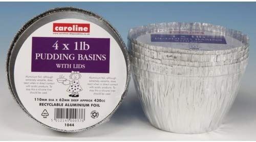 CAROLINE 1 LB PUDDING BASINS WITH LID PACK OF 4 CUP CAKE CASES PIE DISH ...