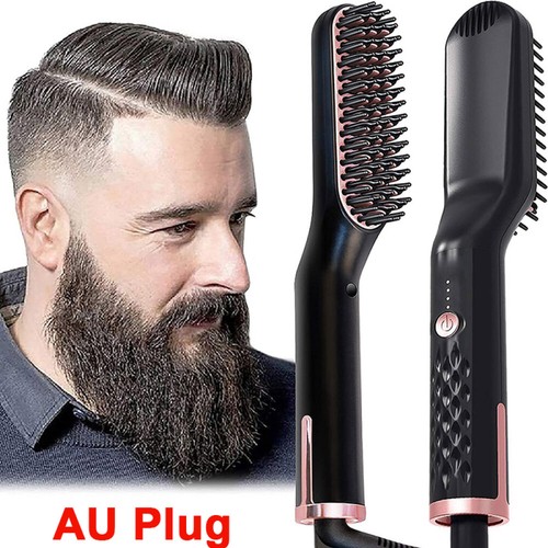 Electric Beard Hair Straightener Quick Heated Brush Straightening Comb ...