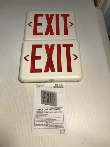 HUBBELL LIGHTING DUAL-LITE EVEUGWE Exit Sign Red w/ Battery Backup, EVE ...