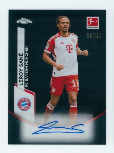 2023-24 Leroy Sane Topps Chrome Black FC Bayern Munich Autographed Card ...