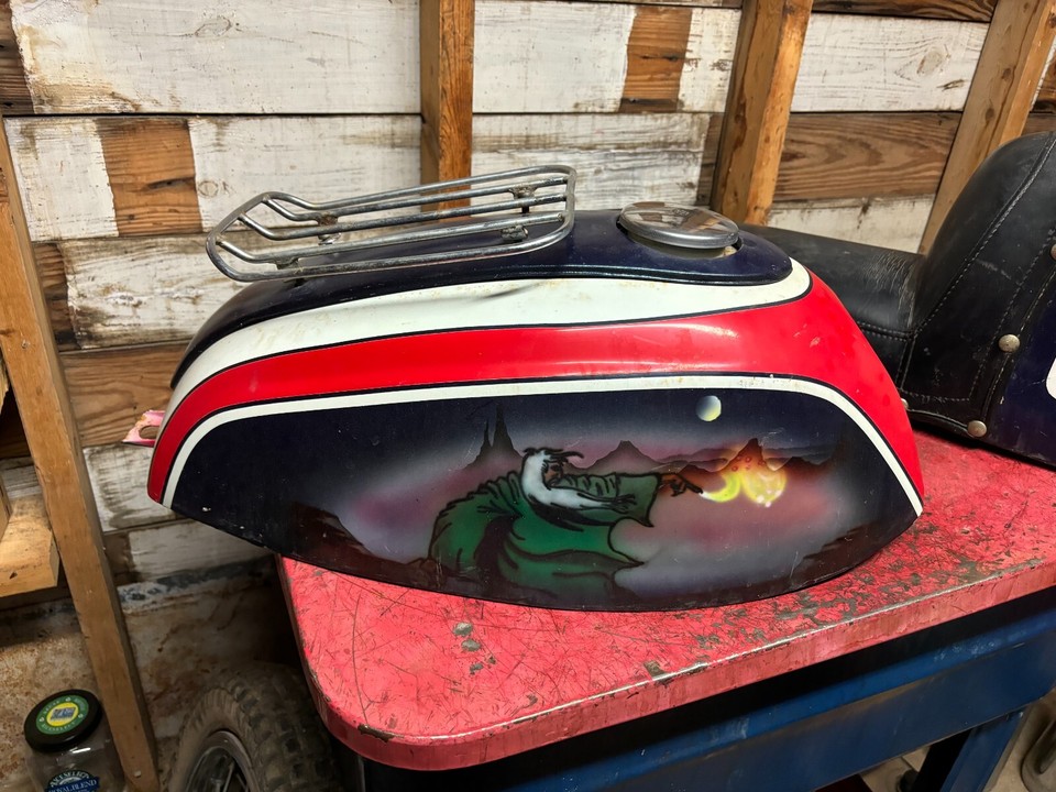 Vintage Suzuki T500 Gas Tank Fuel T 500 Custom Paint Cafe Chopper Seat ...