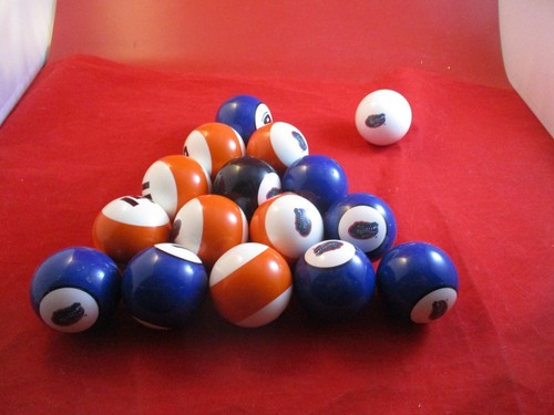 University of Florida Gators Billiard Balls Set Orange & Blue Pool Ball ...