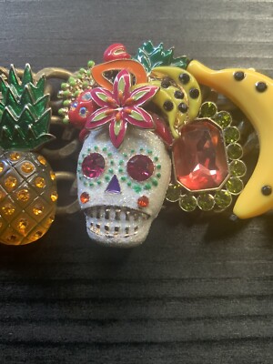 Betsey Johnson Vintage Rio Skull Bracelet Rare- 14 | eBay