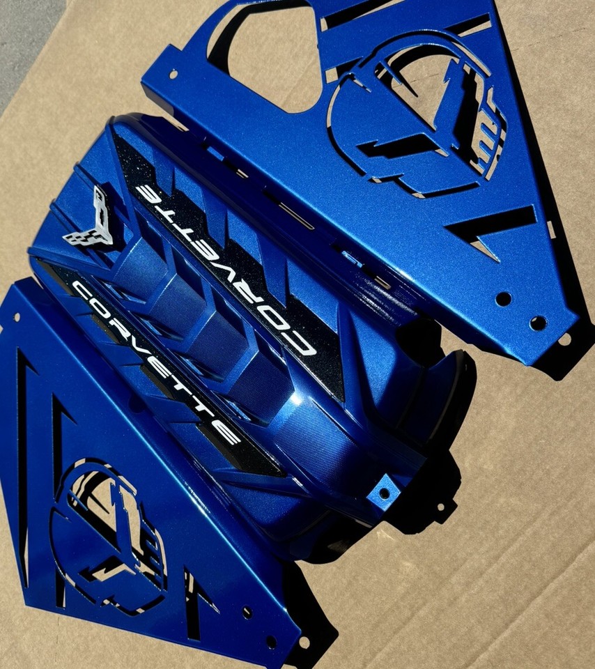 Engine Covers Panels For Corvette C8 2020-2024 Blue Metallic Jake Skull ...