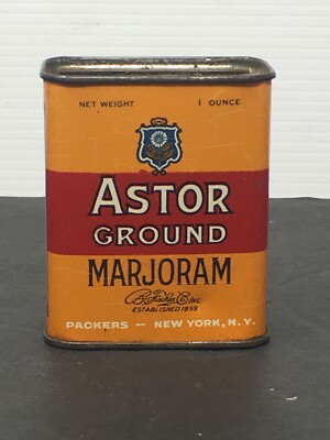Vintage Spice Tin Astor Ground MARJORAM - N.Y. Pantry Grocery Store | eBay