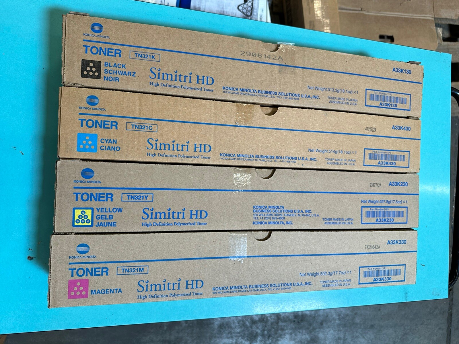 Genuine Konica Minolta TN321 Full Set of Toners A33K130,A33K230,A33K330 ...