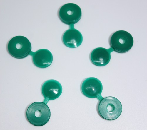 100 x Dark Green HINGED PLASTIC SCREW COVER CAPS SIZE 6-8 GAUGE SCREWS ...