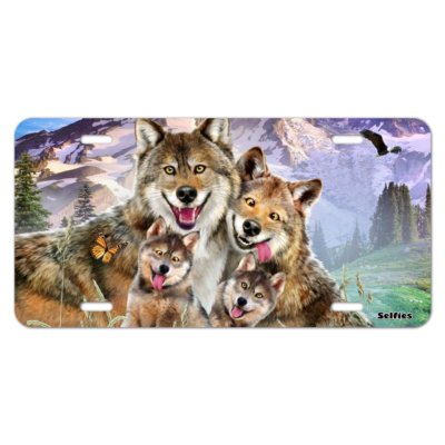 Wolf Pack Selfie Family Wolves Novelty Metal Vanity Tag License Plate ...