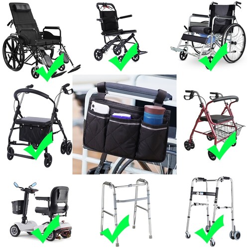 1 PACK Wheelchair Side Pocket Organizer Holder Pouch Armrest Storage ...