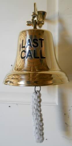 Last Call Bar Bell w/ Bracket Large Brass Man Cave Wall Mounted ...