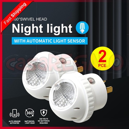 2PK Night Light LED Plug In Auto Sensor 360 Degree Swivel Head | eBay ...