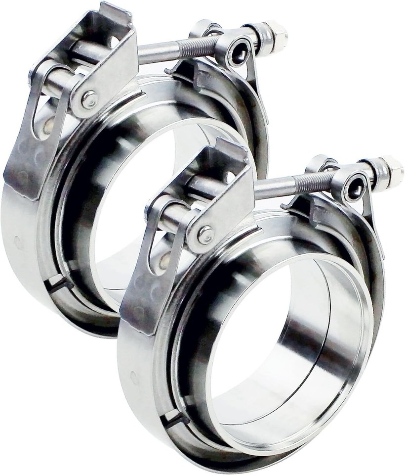 8x 3.5 Inch V Band Clamp Kit w/Male/Female Exhaust Pipe SS304 Stainless ...