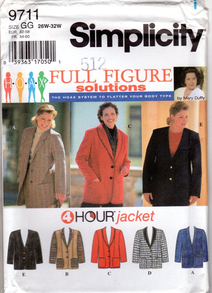 CHOICE: UNCUT Simplicity WOMEN'S 26W-28W-30W-32W Sewing Patterns UNCUT ...