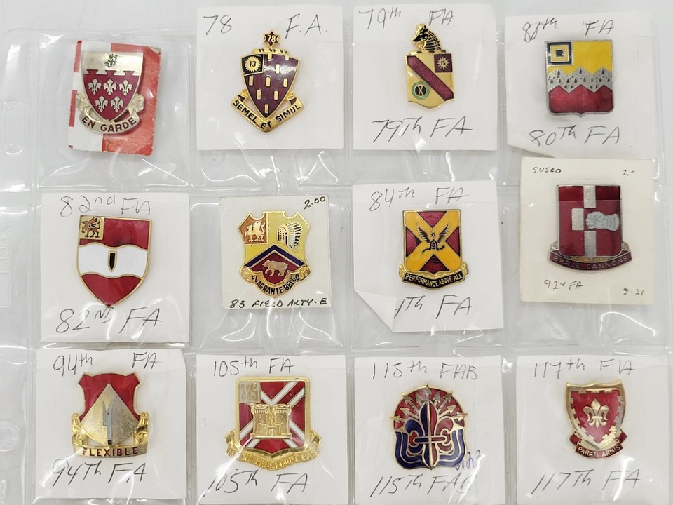 20 Different US Army FIELD ARTILLERY Brigade Group Regiment DUI DI SH79 ...