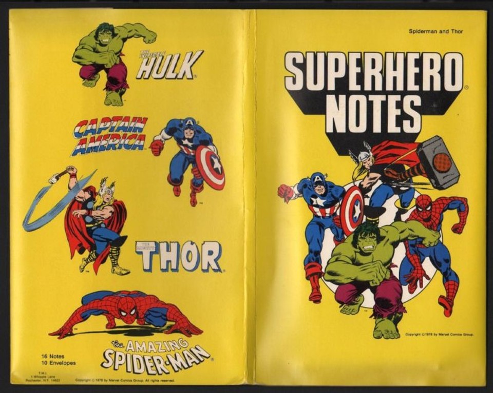 SPIDER-MAN & THOR SUPERHERO NOTES STATIONERY SET 1978 RARE Marvelmania ...