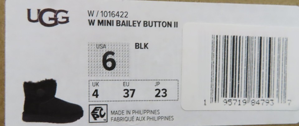 UGG Mini Bailey Button II Women's Boots, Black, Sizes: 6-7 (1016226) | eBay