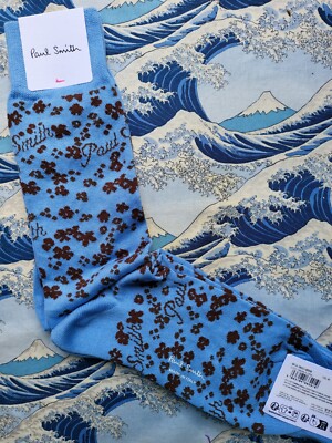 Paul Smith Men's Italian Socks Fabian Floral Blue Brown M856 One Size ...