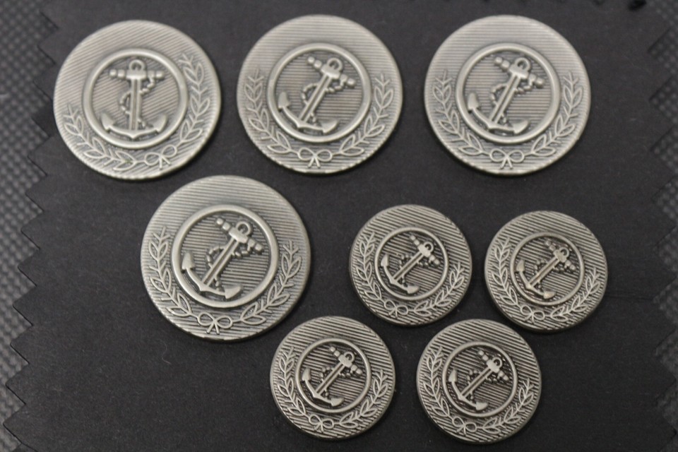 London Badge & Button Co Blazer Set Nelson Anchor Silvertone 4 Large 4 ...