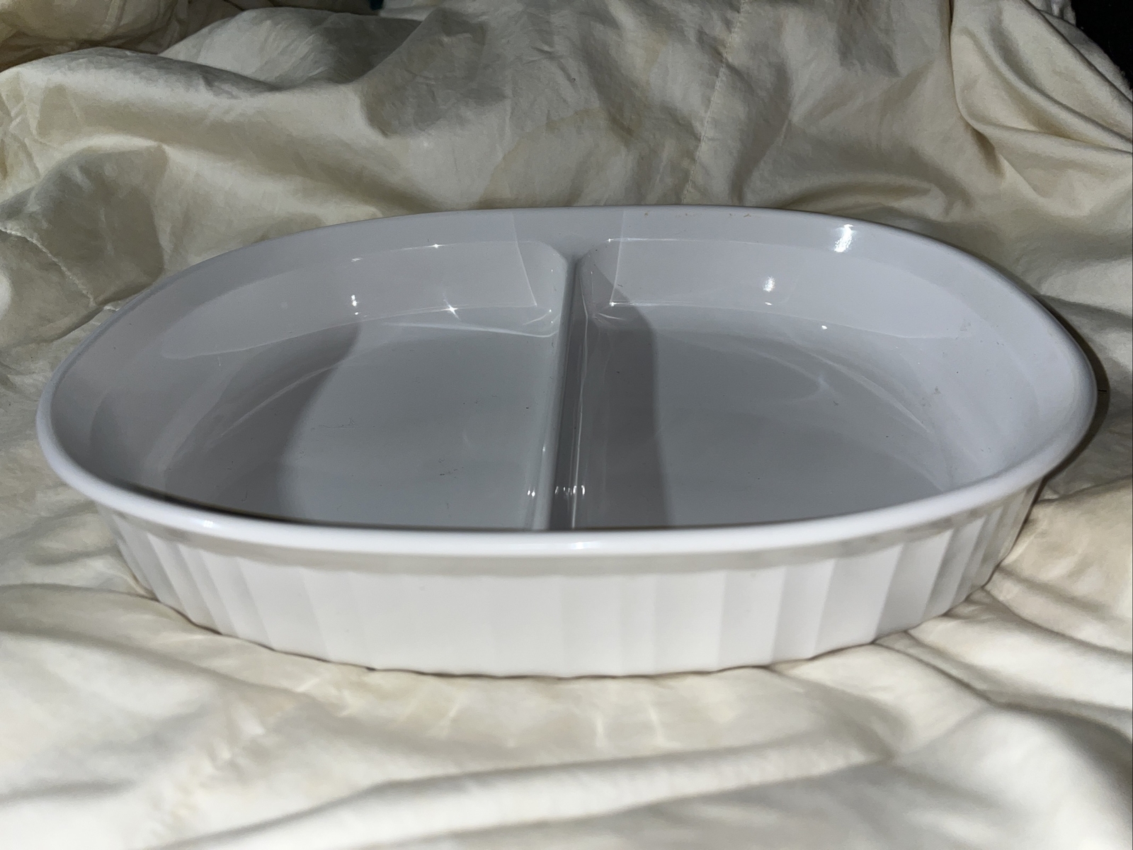 Corning Ware French White 1.8L Oval Divided Casserole Dish MC-6-B No ...