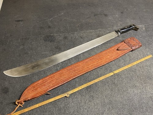 Vintage EL SALVADOR CORNETA Machete No 127 With Leather Scabbard 24 ...