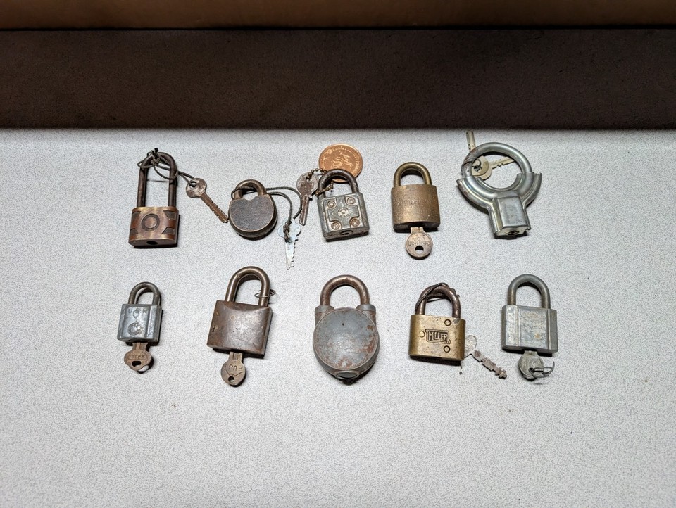 Lot Of 10 Vintage Padlocks. Brass And Steel. Various Makers. | eBay