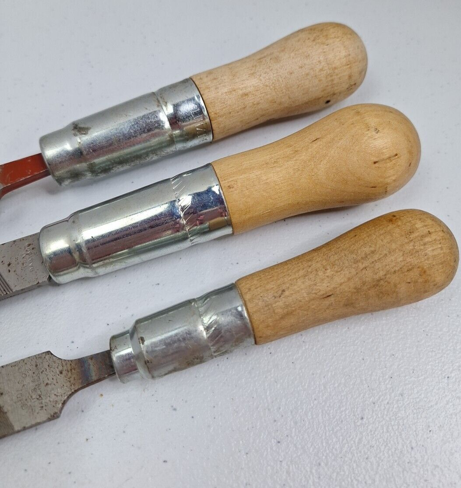 Vintage Nicholson File Flat Bastard Smooth Simonds Nucut 80 Wood Handle ...