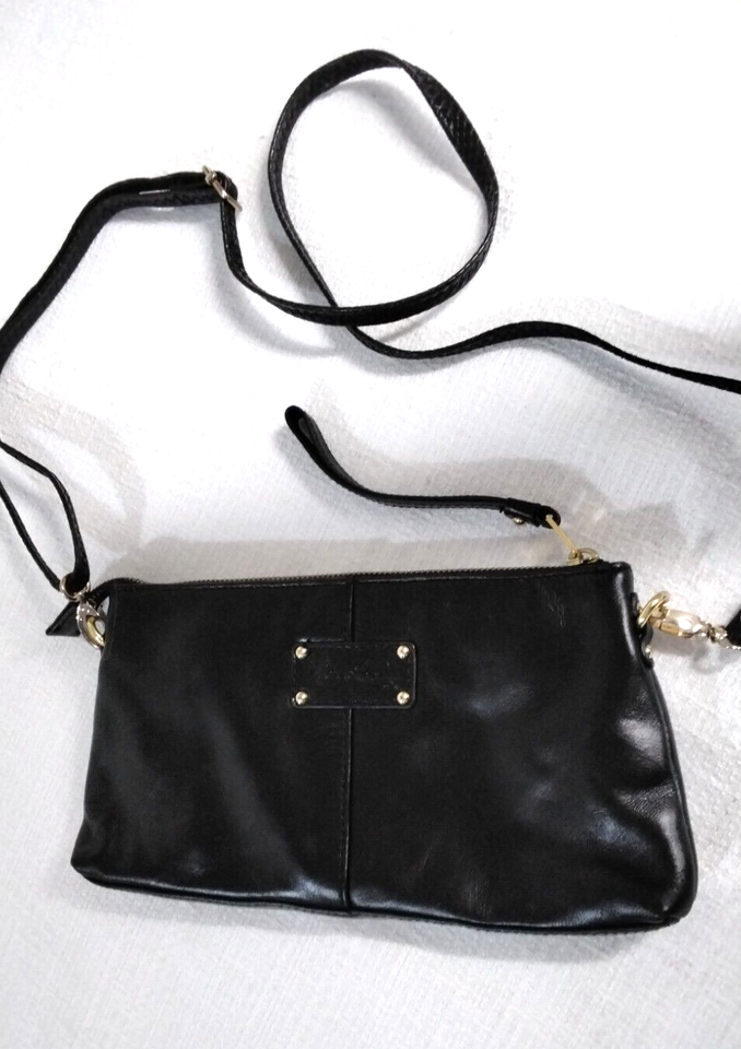 NEW Kate Landry women Crossbody Bag Black Genuine Leather Key Holder ...