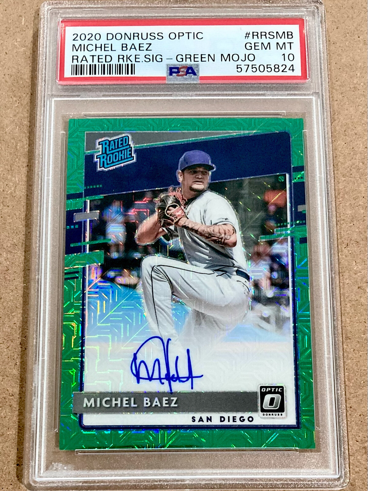 2020 Donruss Optic Michael Baez Rookie GREEN MOJO PRIZM /99 PSA 10 GEM ...