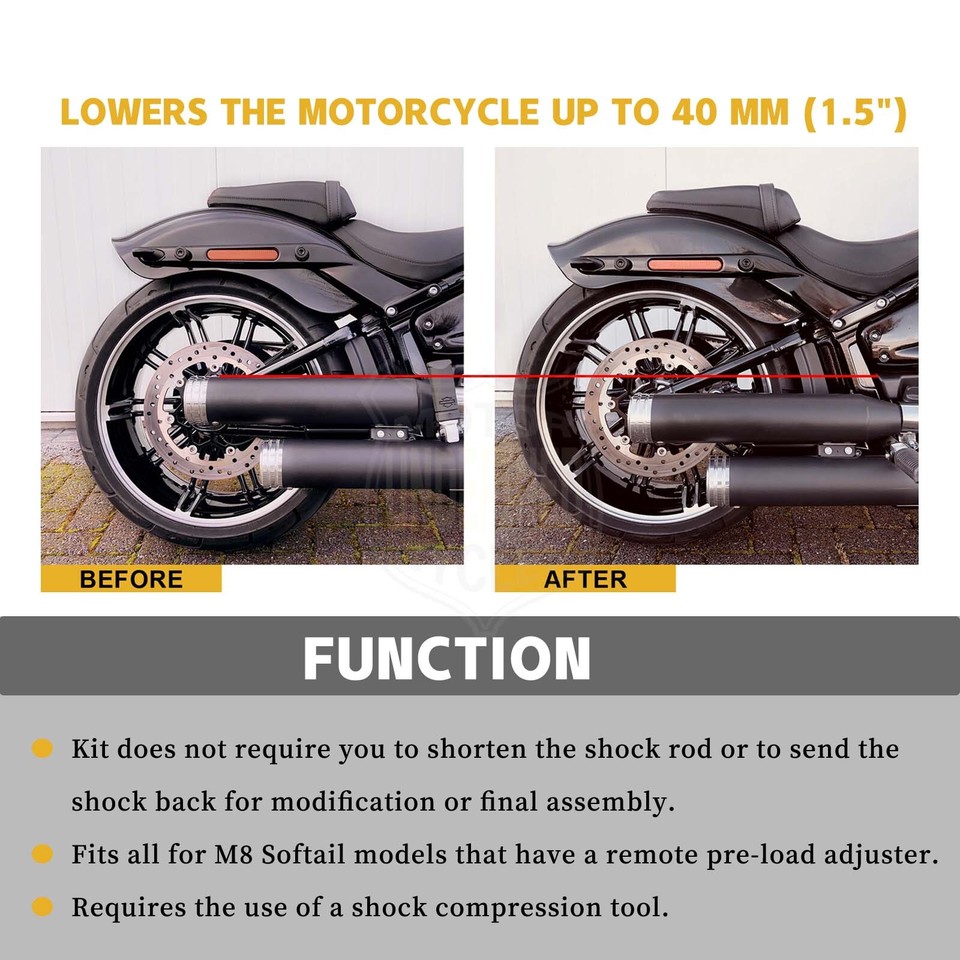 Lowering-kit W/ Remote Pre-load Adjuster For M8 Harley Softail Fat Boy ...