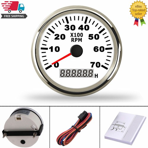 85mm Stainless Steel Boat Tachometer 0~7000 RPM REV Counter for ...