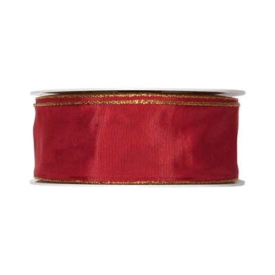 Ruby Red Taffeta Ribbon 40mm wide x 25m with a Gold Edge | eBay UK