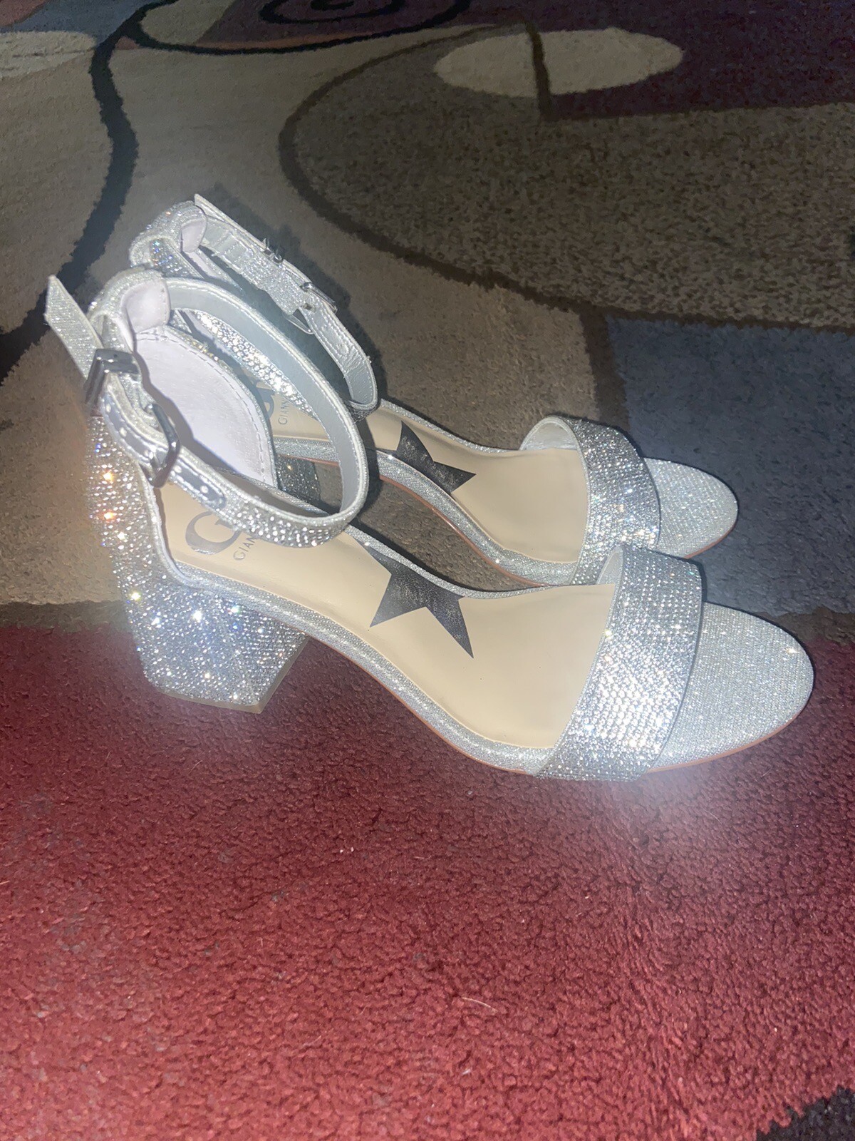 Giani Bini Rhinestone sandals Bling Block Heel Sz6.5M… - Gem