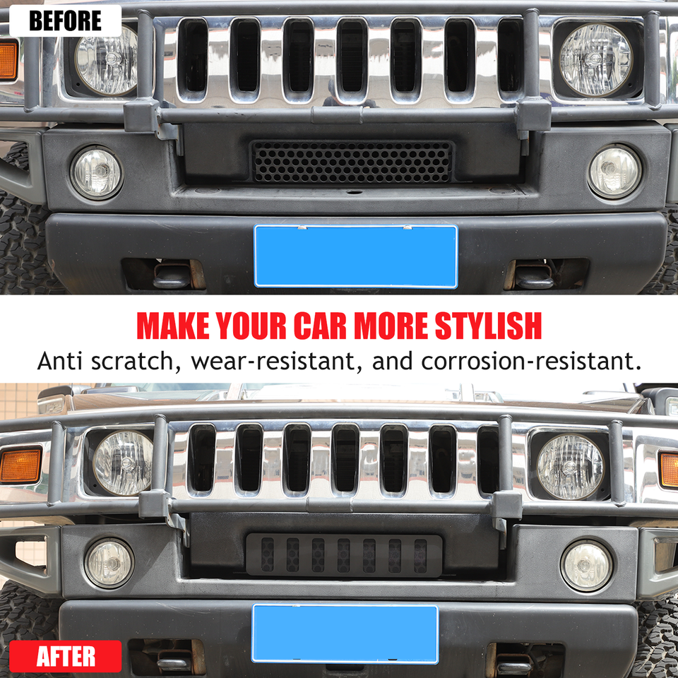 Black Front Bumper Lower Center Mesh Grille Panel Trim For Hummer H2 ...