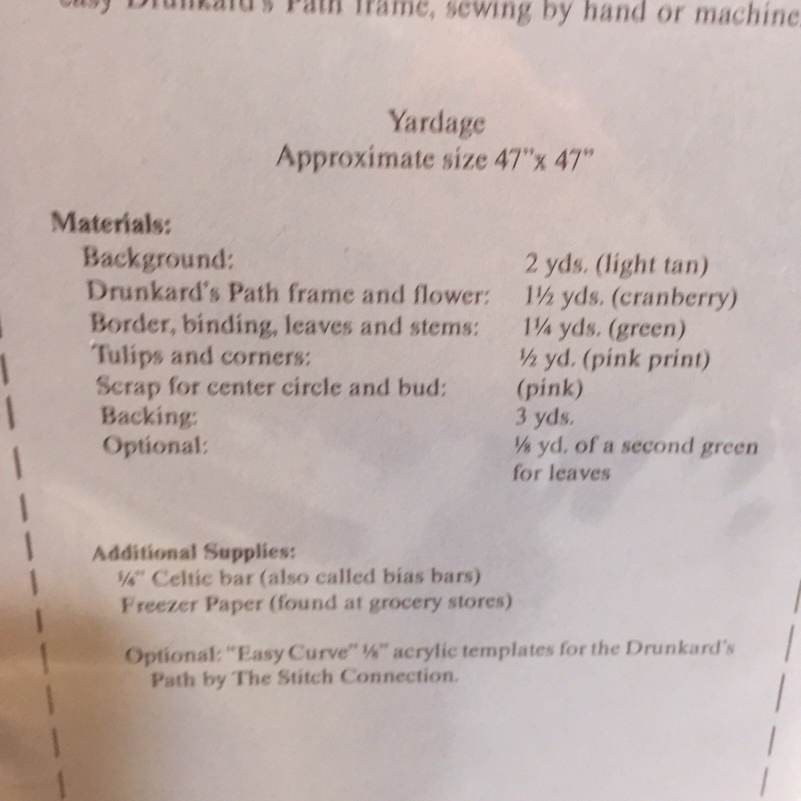 Tulips by the Path Quilt Pattern 47" x 47" The Stitch Connection | eBay