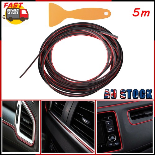 1X 5m Red Car Interior Accessories Point Edge Gap Door Panel Molding ...