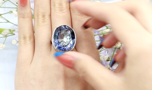 25x21mm SheCrown Big Oval 22x18mm Fire Rainbow Violet Topaz CZ Silver ...